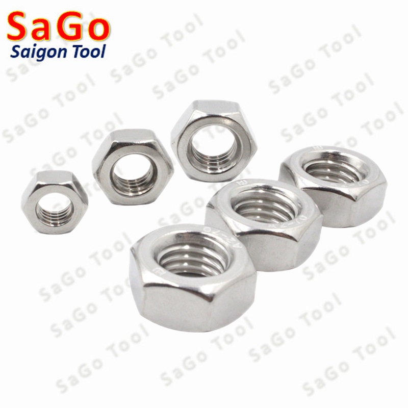 Đai Ốc, Tán Dẹp, Tán Ecu Inox 304 Dùng Cho Bulong M3, M4, M5, M6, M8, M10, M12 Loại Tốt 10con